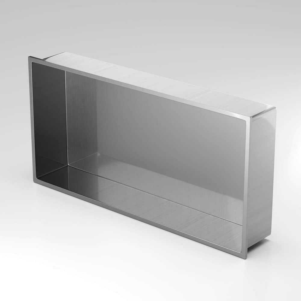 HOMEMYSTIQUE 24 in. W x 24 in. H x 4 in. D Stainless Steel Shower Niche ...