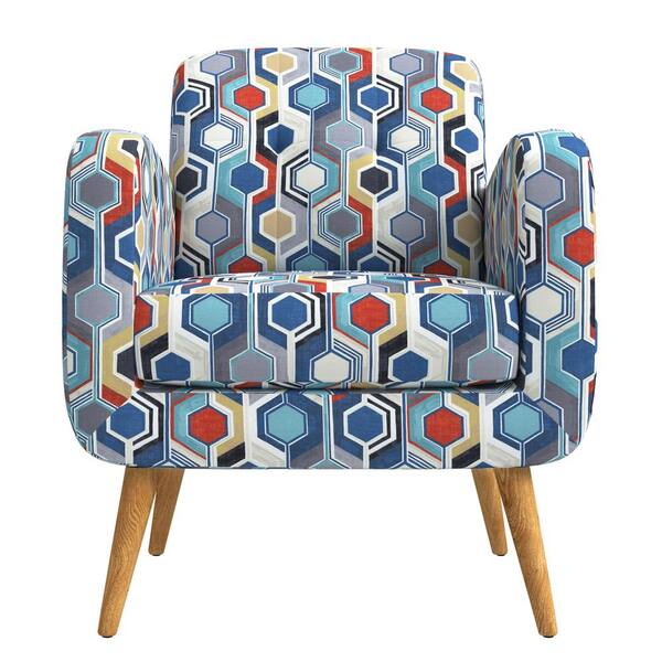 Handy Living Kingston Blue Multi Beehive Print Mid Century Modern Arm ...