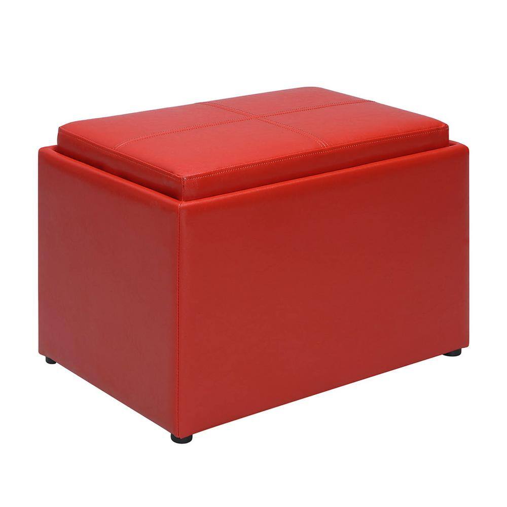 Convenience Concepts Designs4Comfort Red Faux Leather Storage Ottoman ...