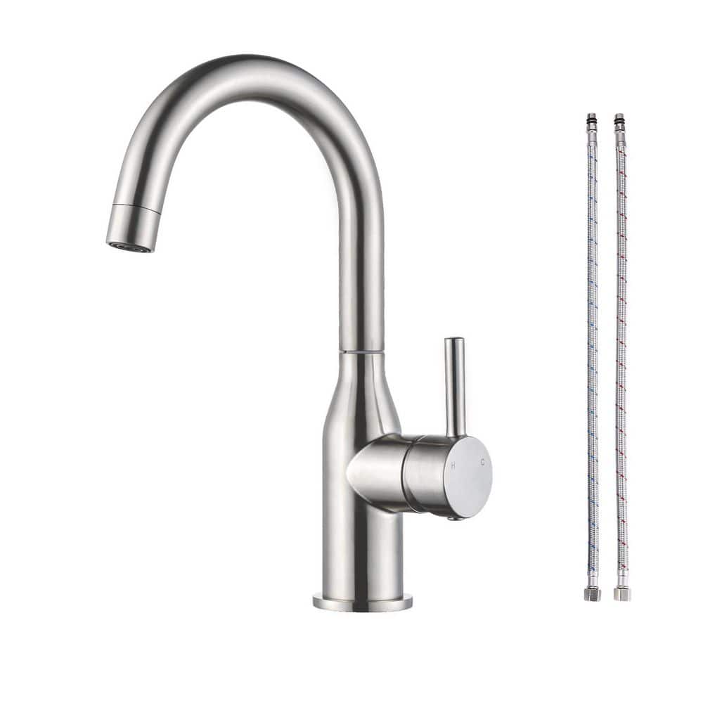 VEVETTA Stainless Steel 1-Hole Single Handle Bar Faucet with Water ...