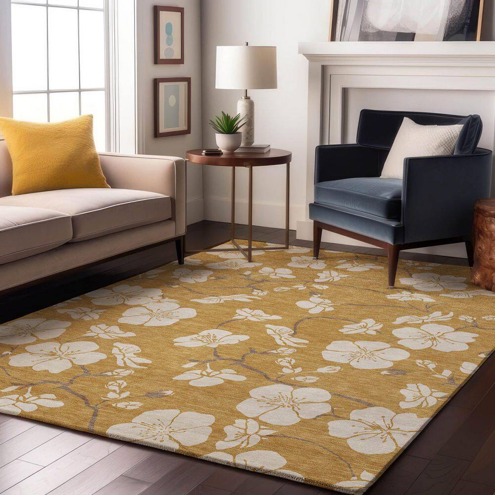 Addison Rugs Mayfield Premium Machine Washable Abstract AMF1032 Gold 9 ...