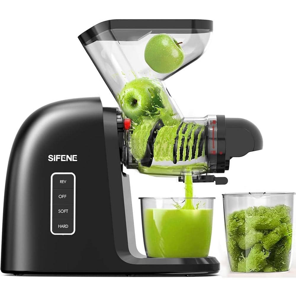 SIFENE Quiet Cold Press Juicer Machine, Wide 3.2 in. Dual Feed Chute ...