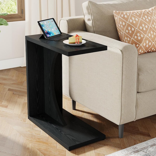 BYBLIGHT Kerlin 23.62 in. Black C Shaped Engineered Wood End Table Couch Table Small Sofa Side Table for Small Space BB RY0202HY The Home Depot