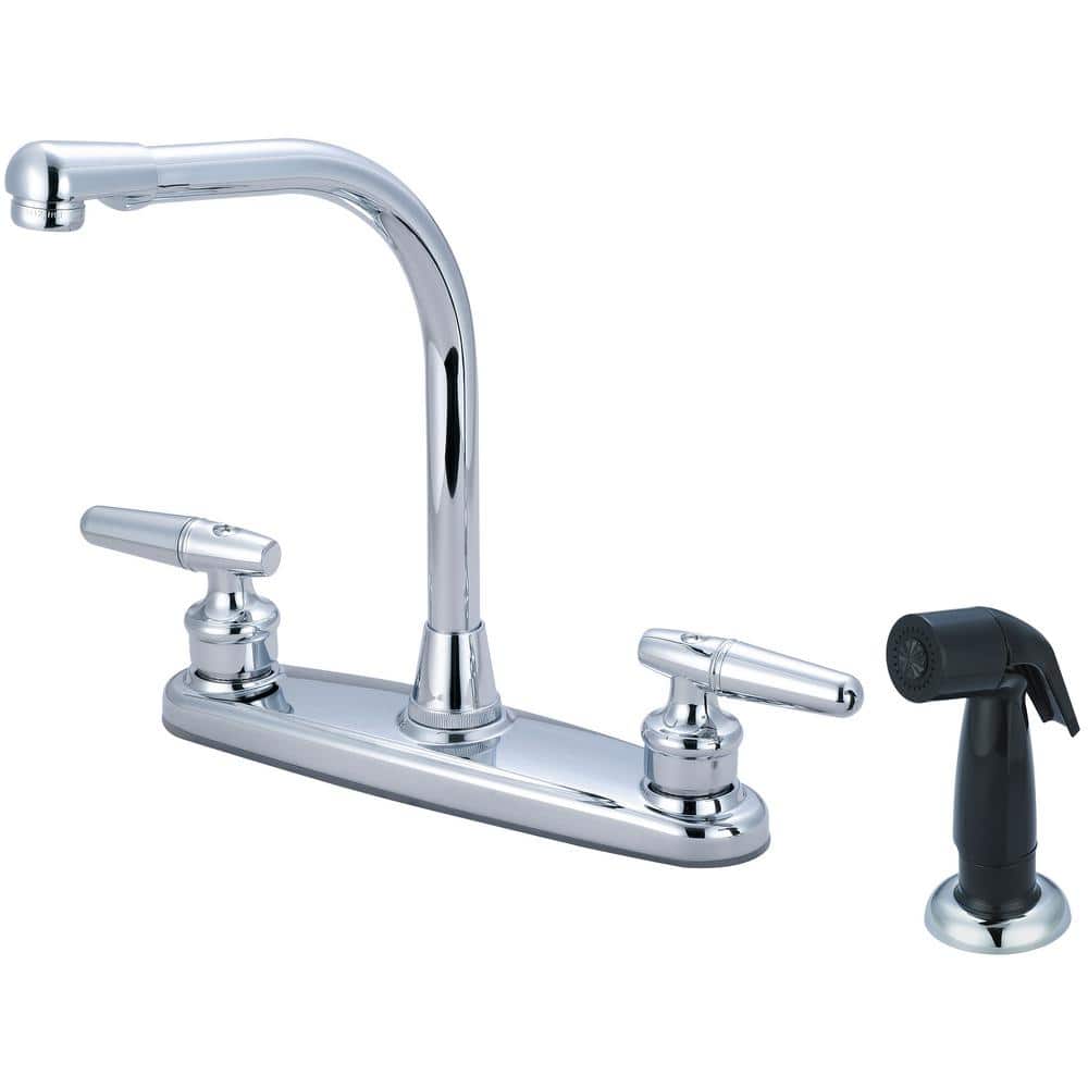 OLYMPIA Double Handle Standard Kitchen Faucet with Side Spray in ...