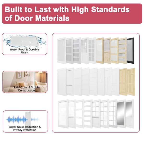 ARK DESIGN 30 in. x 80 in. Right Handed 1-Lite Clear Glass White MDF ...