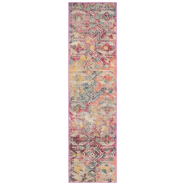 SAFAVIEH Monaco 2 ft. x 8 ft. Multi Distressed Geometric Runner Rug ...