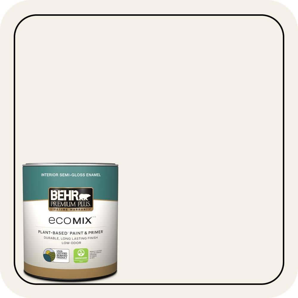 BEHR PREMIUM PLUS 1 qt. #W-B-200 Popped Corn Semi-Gloss Enamel EcoMix ...