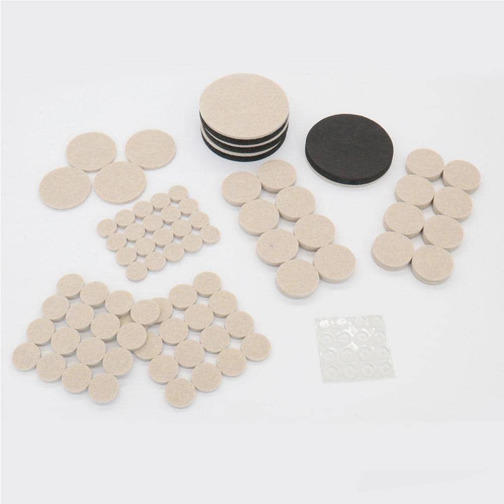 Everbilt Assorted Self-Adhesive Round Furniture Sliders, Tan Felt Pads ...