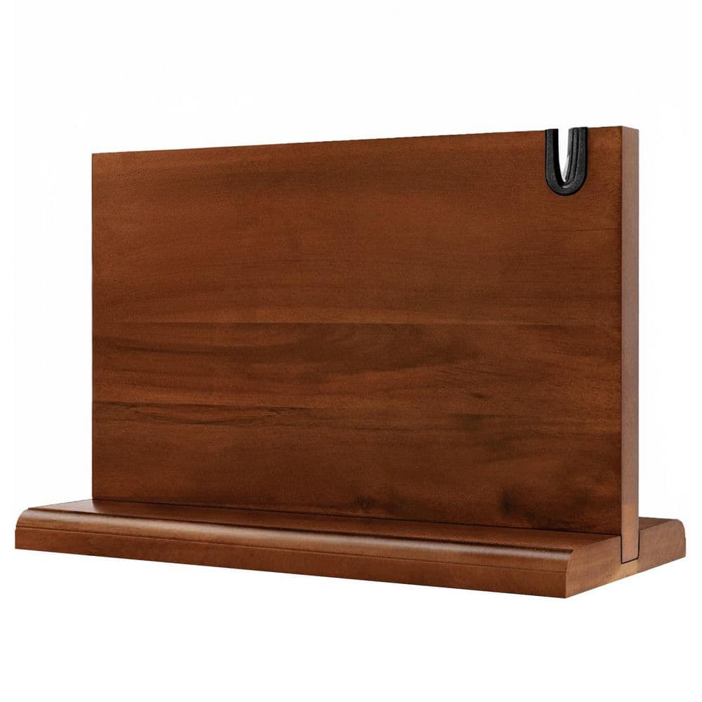Anqtovp 14in Acacia Wood Double-Sided Magnetic Knife Block Knife ...