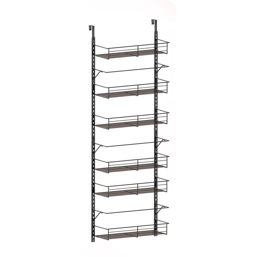 AULEDIO 6-Tier Black Metal Over the Door Spice Rack Pantry Organizer CF ...