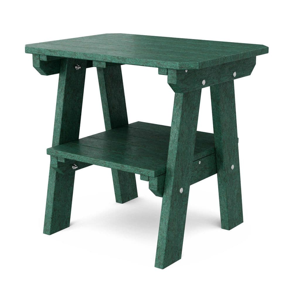 Wildridge Heritage Turf Green Two-Tier Rectangle HDPE Plastic Outdoor Side Table LCC-120-TG ...