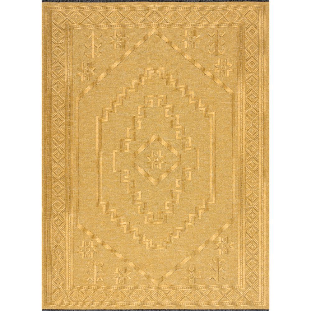 Tayse Rugs Alma Gold 5 ft. x 7 ft. Moroccan Machine Washable Indoor ...