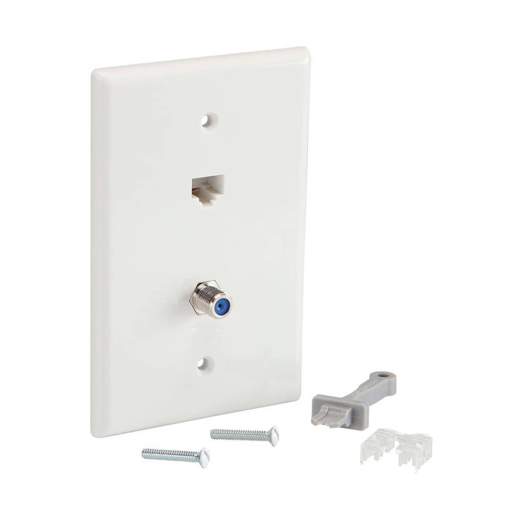 Commercial Electric 1-Gang Coaxial and Ethernet Midsize/Midway Nylon ...