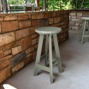 Highwood Birch Coastal Teak Round Recycled Plastic Bar Height Outdoor ...
