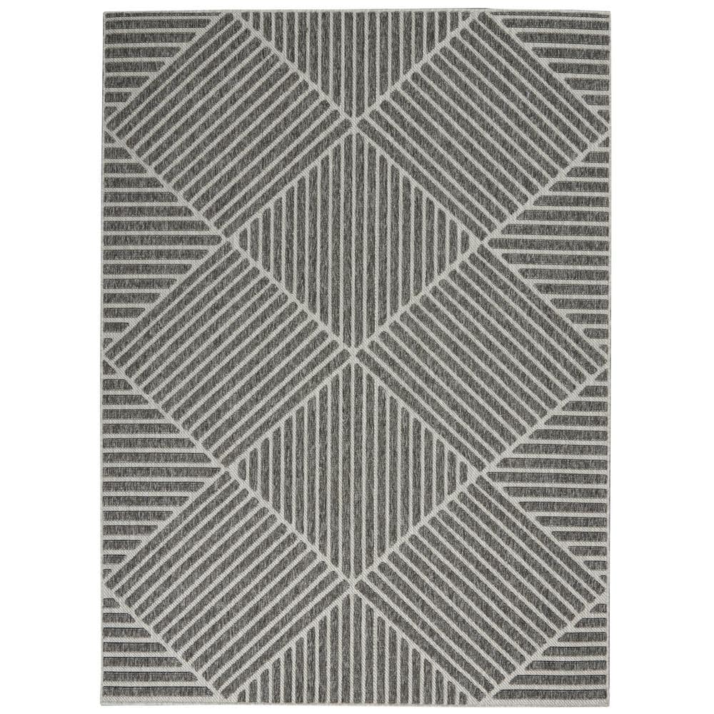 Home Decorators Collection Palamos Dark Gray 5 ft. x 7 ft. Geometric ...