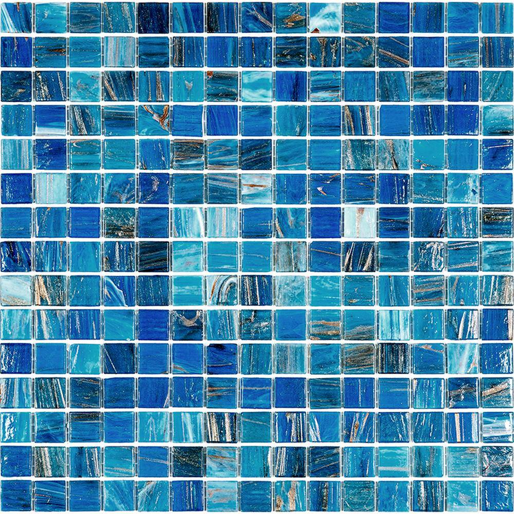 Apollo Tile Celestial Glossy Blue 12 in. x 12 in. Glass Mosaic Wall and ...