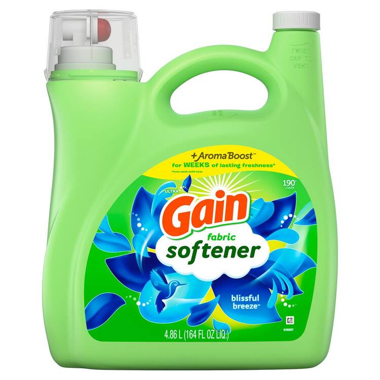 Gain 150 oz. Blissful Breeze Scent Liquid Fabric Softener (174 Loads ...