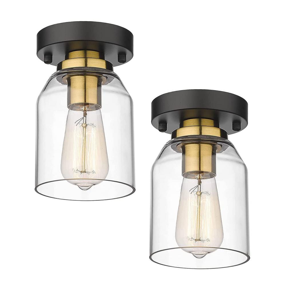 JAZAVA 4.7In.Modern Indoor Black and Gold Finish Small Ceiling Light ...