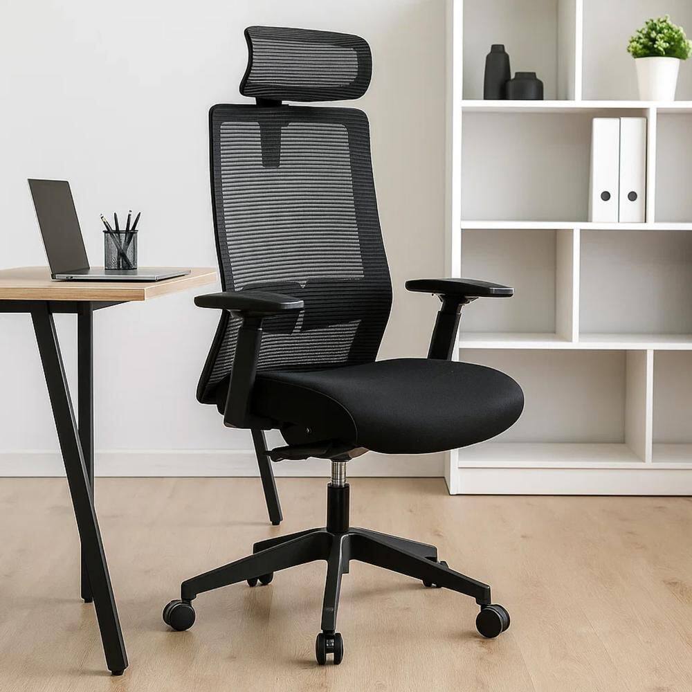 Benjara Mesh Rolling Task Chair in Black Arms BM344581 - The Home Depot