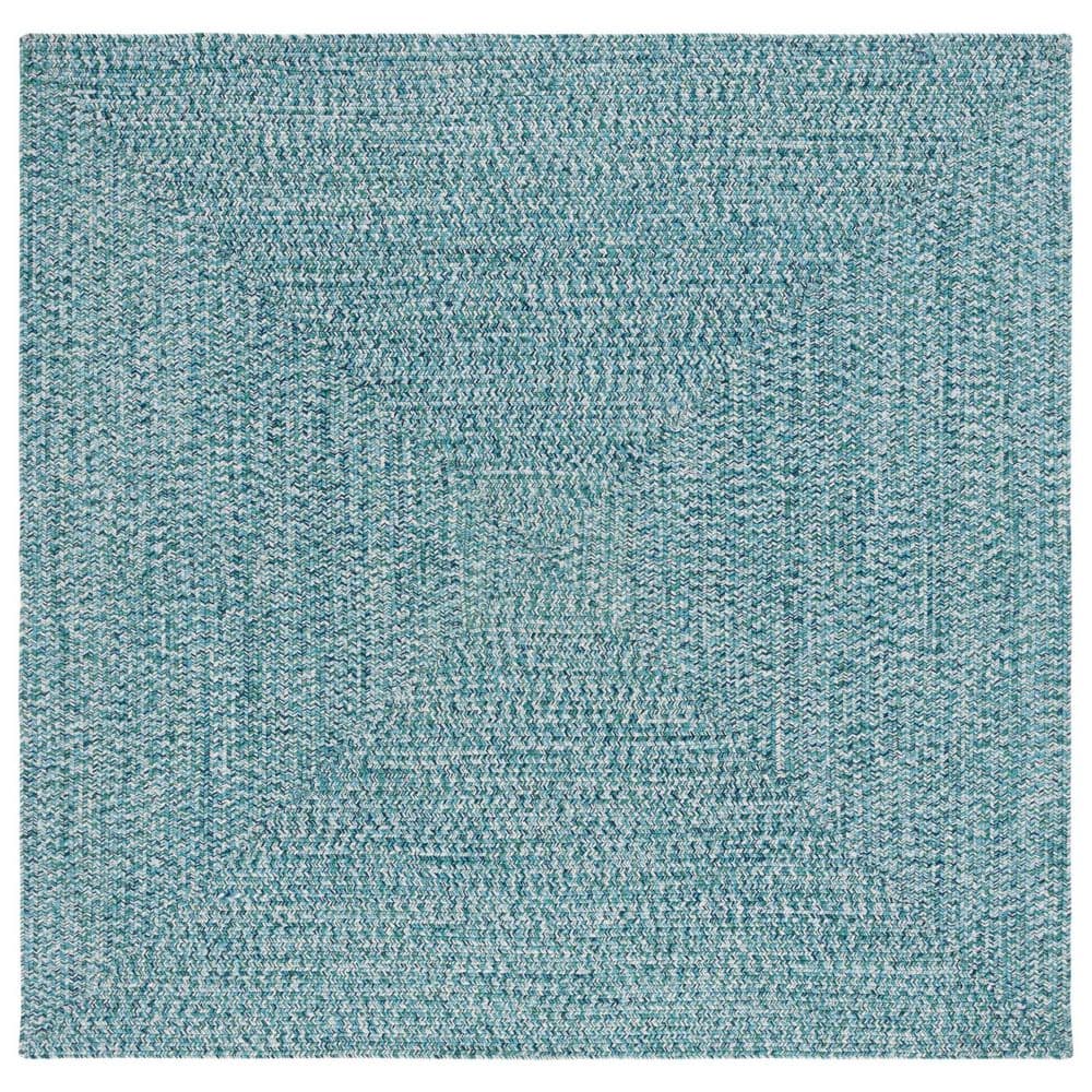 SAFAVIEH Braided Teal/Green 6 ft. x 6 ft. Machine Washable Concentric ...