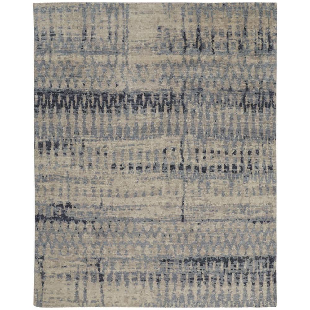 HomeRoots 9 ft. x 13 ft. Gray, Blue, Ivory Abstract Area Rug 2000567539 ...