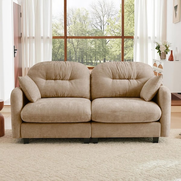Noble House Logan 74 in. Chenille Upholstered Cloud Rectangle Sectional ...