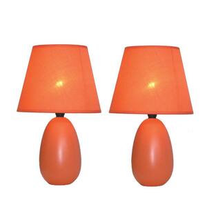 Simple Designs 8.78 in. Orange Mini Ceramic Globe Table Lamp LT2008-ORG ...