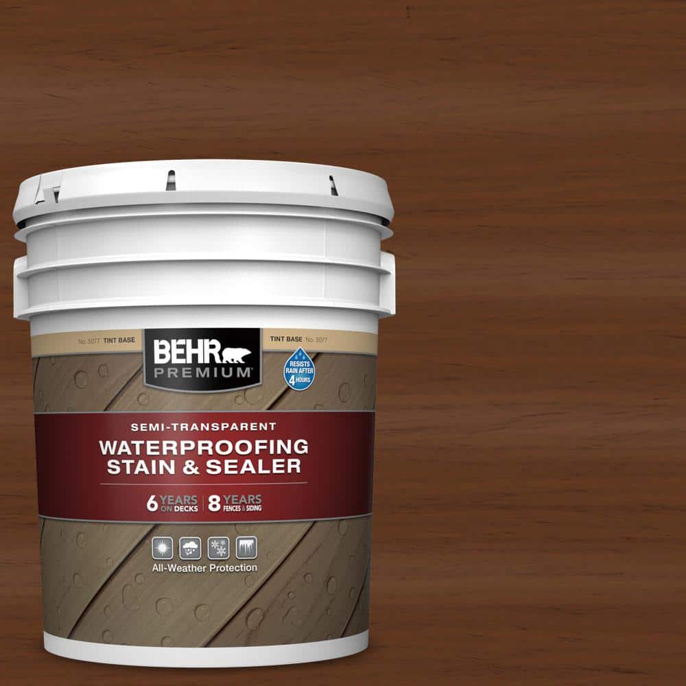 BEHR PREMIUM 5 gal. #ST-110 Chestnut Semi-Transparent Waterproofing ...