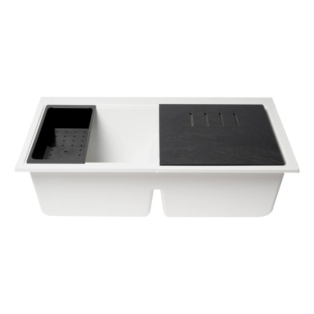 ALFI BRAND 34 in. Undermount Double Bowl Granite Composite 50/50 ...