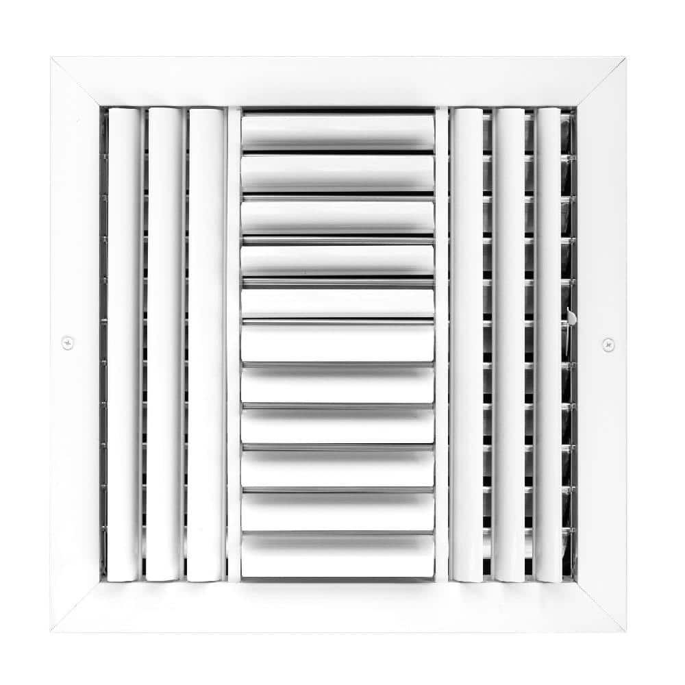 ACLAMINAIRE 12 in. x 12 in. 4-Way Aluminum Ceiling Diffuser in White L ...