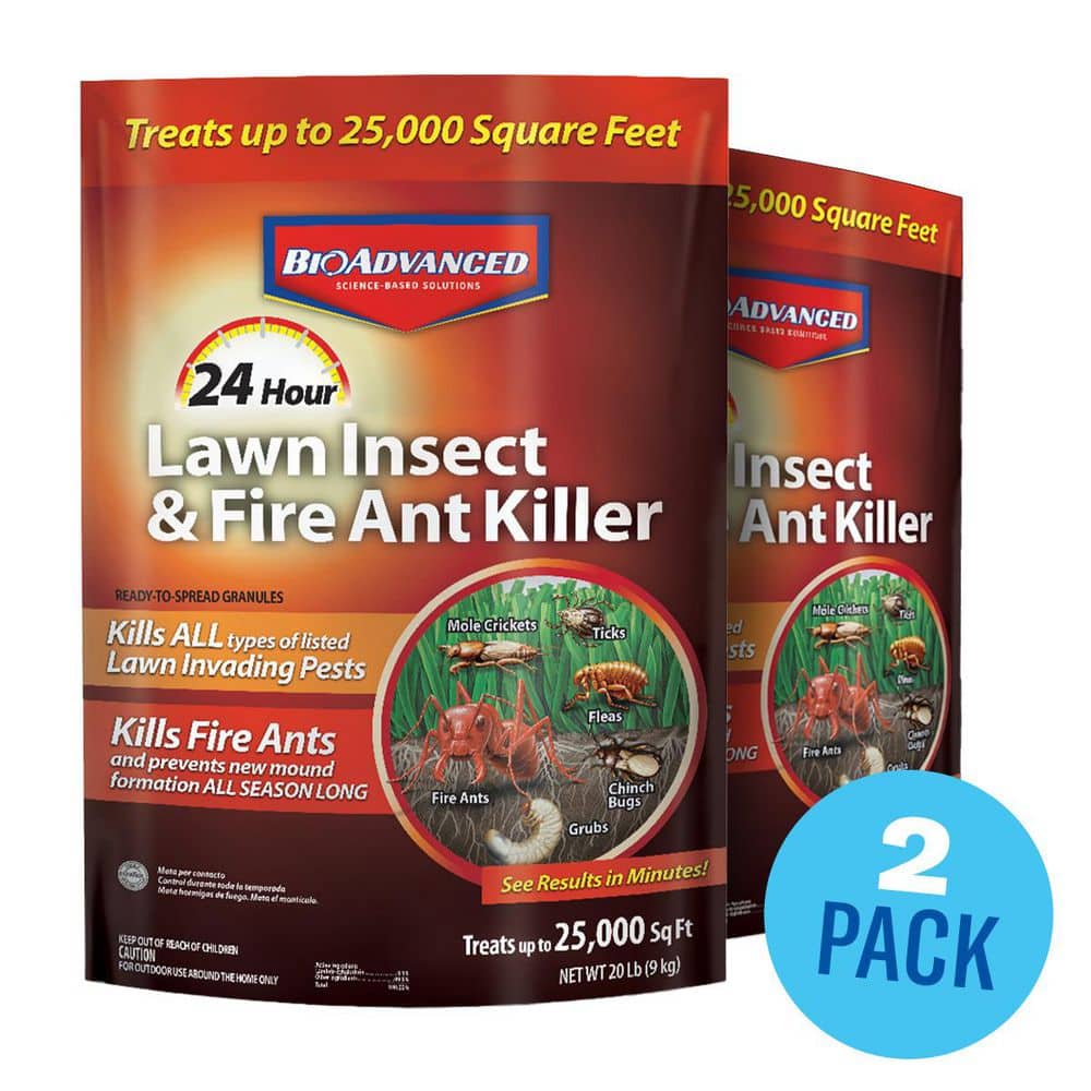 BIOADVANCED 20 lbs. Granules 24-Hour Lawn Insect and Fire Ant Killer (2 ...