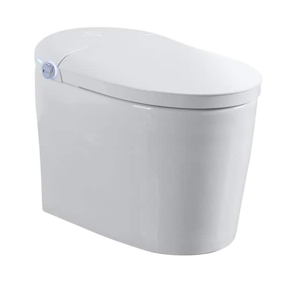 Tatahance Tankless Elongated Smart Bidet Toilet 1.28 GPF in White with ...