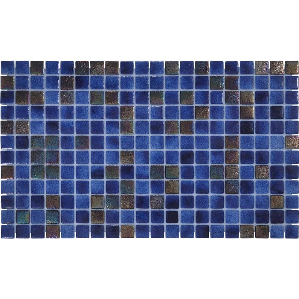 The Tile Doctor Glass Tile Love Forever Dark Blue Chips Mosaic Glossy ...