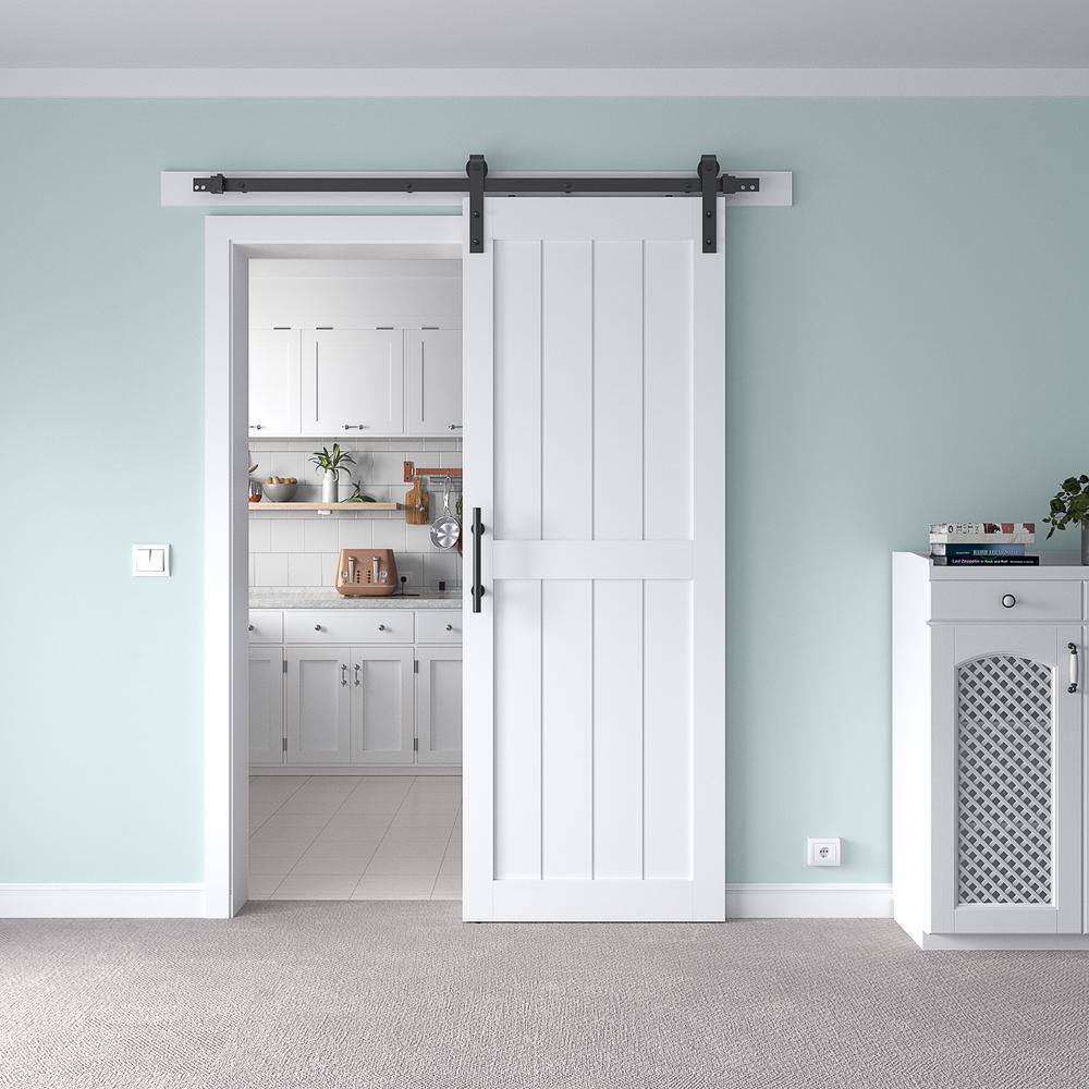 SANDING 30 in. x 84 in. MDF Sliding Door with Hardware Kit, Covered ...