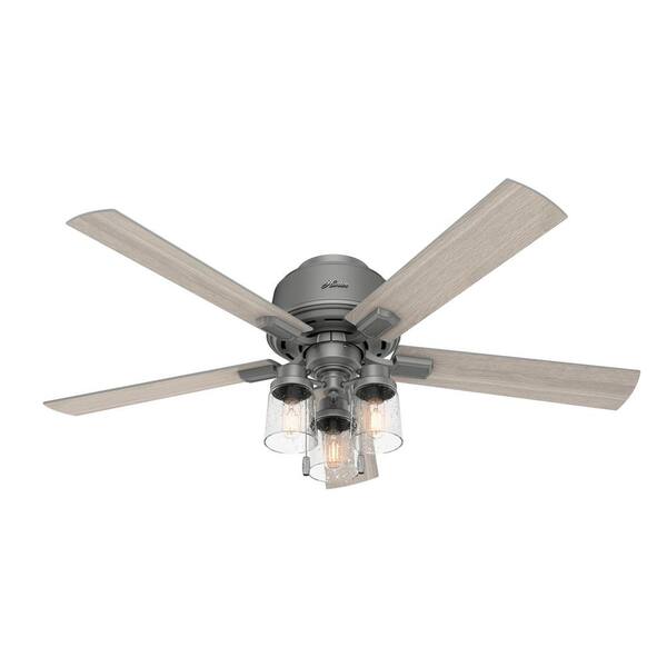 Hunter Hartland 52 in. Low Profile LED Indoor Matte Silver Ceiling Fan ...
