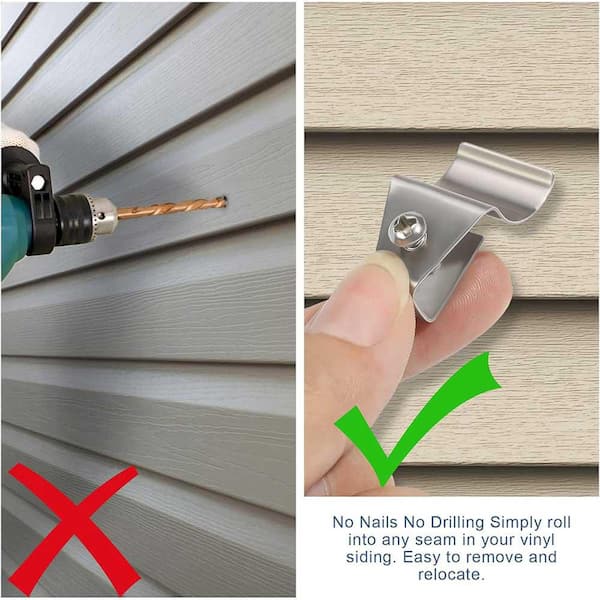 Adrinfly 10 Pack Outdoor Camera Mount Vinyl Siding Clips Hooks, No-Hole ...