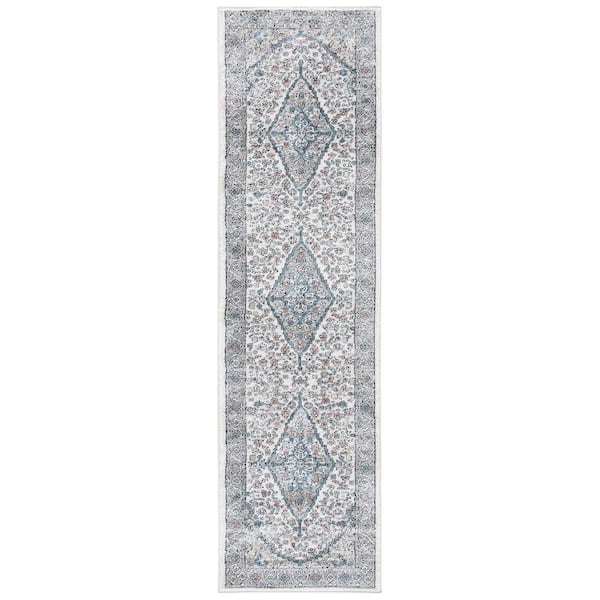SAFAVIEH Oregon Gray/Ivory 2 ft. x 6 ft. Floral Medallion Runner Rug ...
