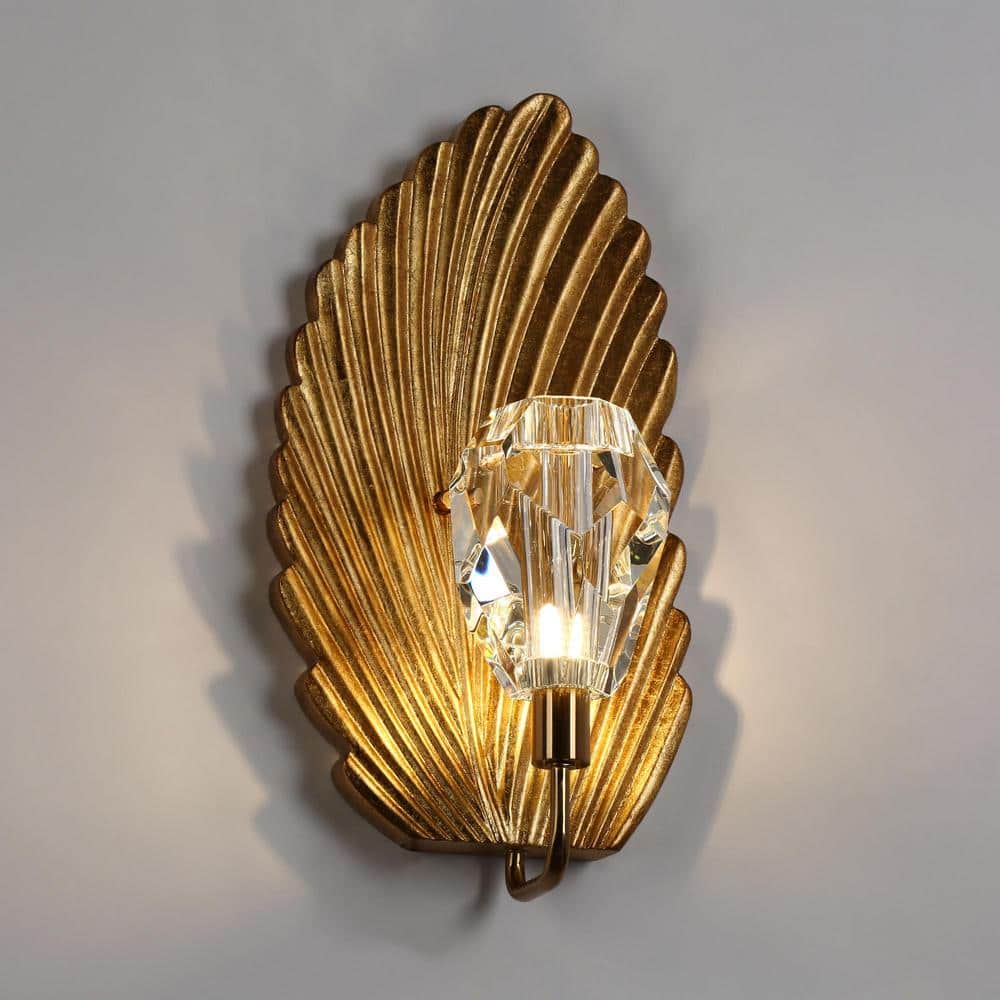 Uolfin 8.7 in. 1-Light Gold Wall Sconce 62829YQNQME5146 - The Home Depot