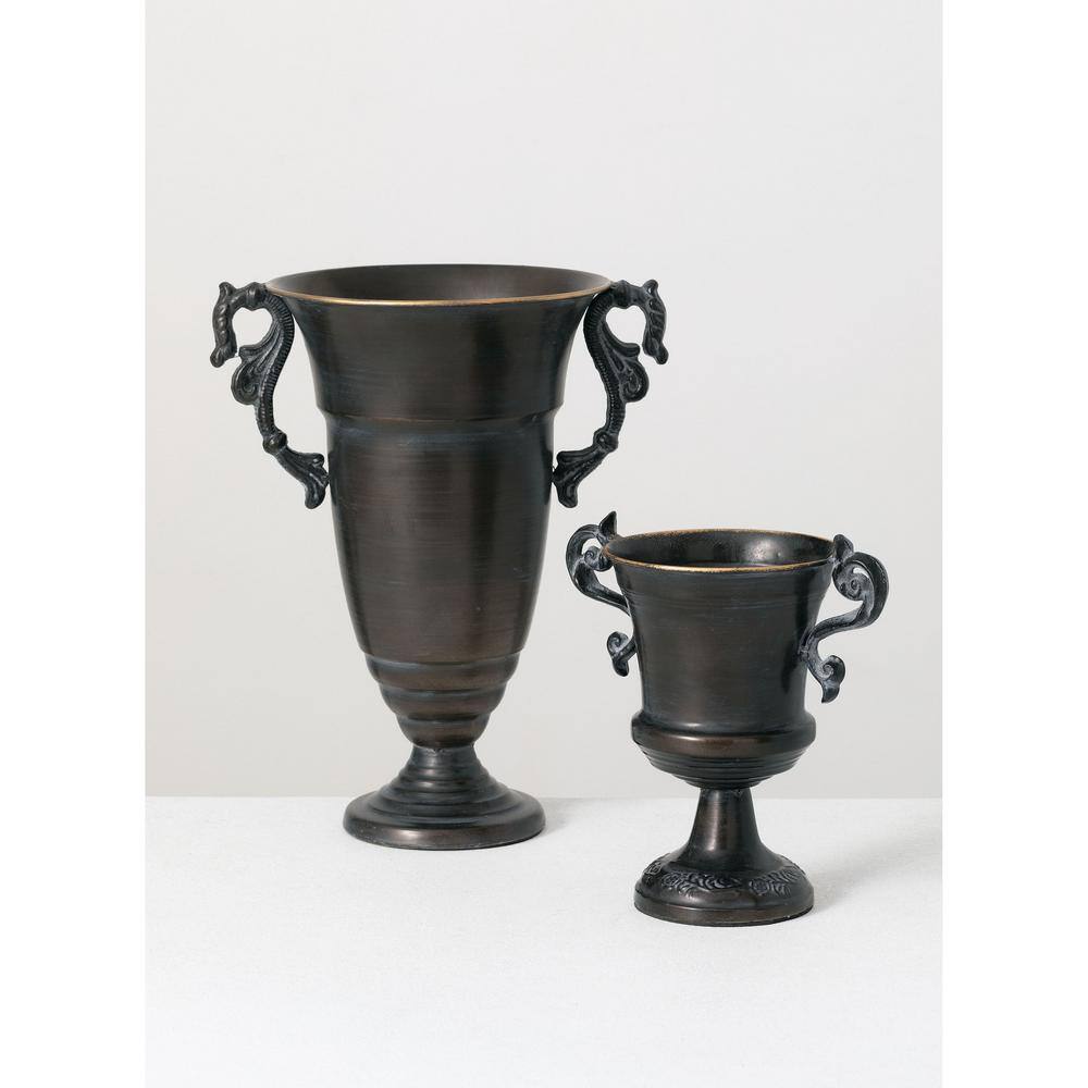SULLIVANS 14.75" and 9.75" Metallic Handled Urn (Set of 2) MET1567 ...