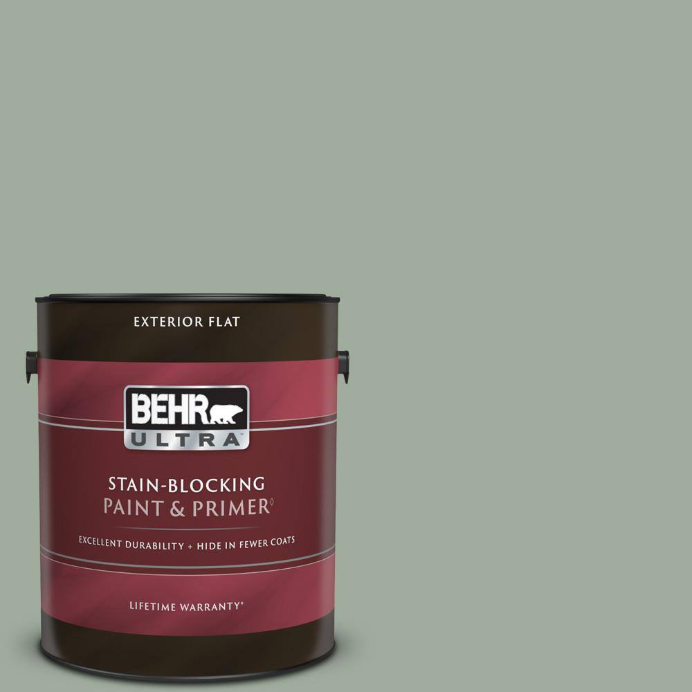 BEHR ULTRA 1 gal. #PPU11-15 Green Balsam Flat Exterior Paint & Primer ...