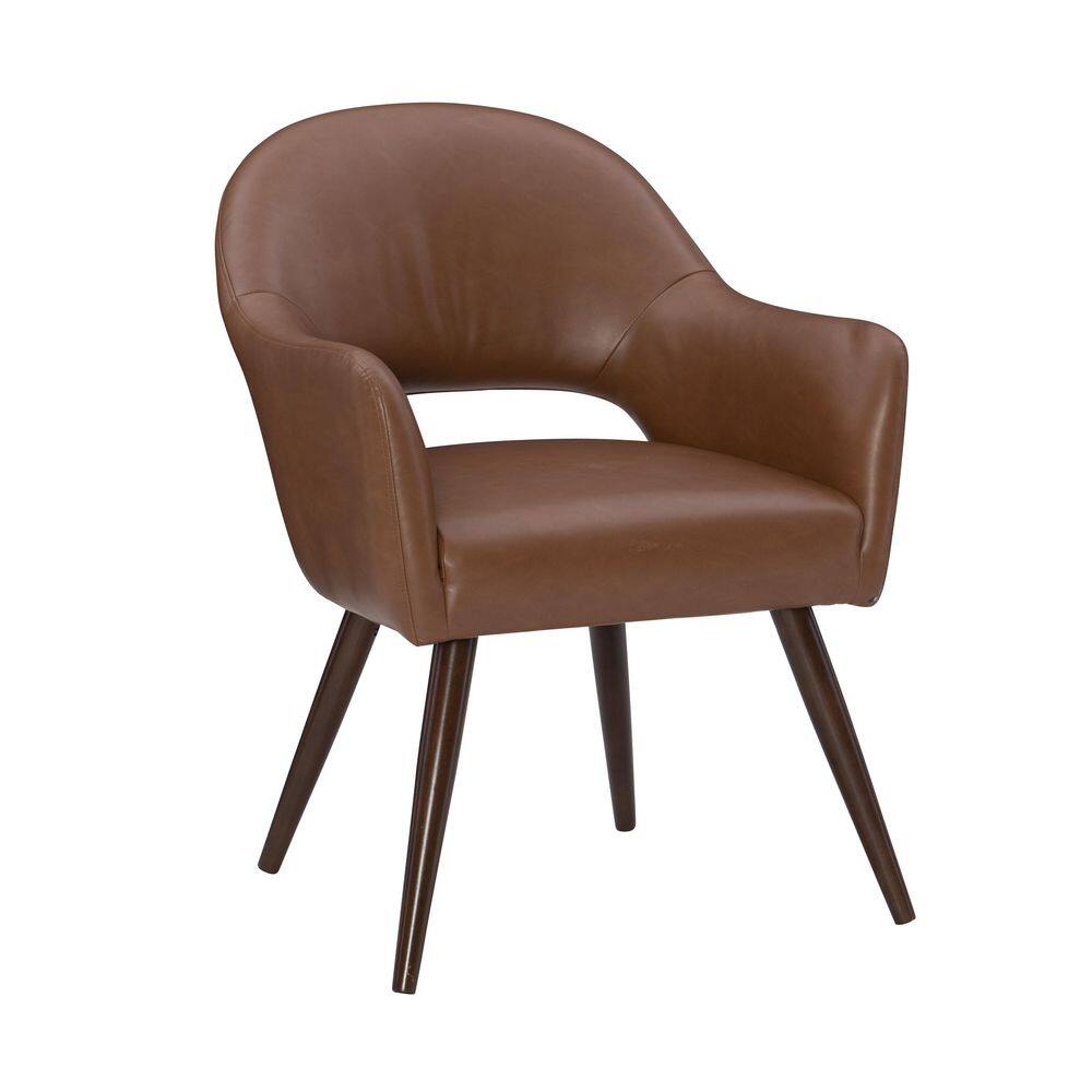 Linon Home Decor Jade Saddle Brown Faux Leather Dining Chair with ...