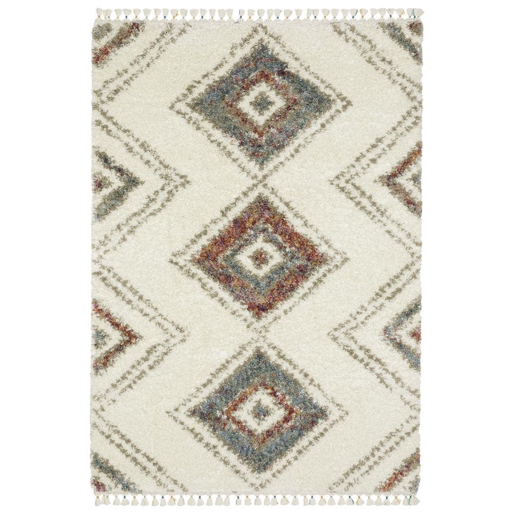 AVERLEY HOME Avalon Ivory/Multi-Colored 7 ft. x 10 ft. Tribal Geometric ...