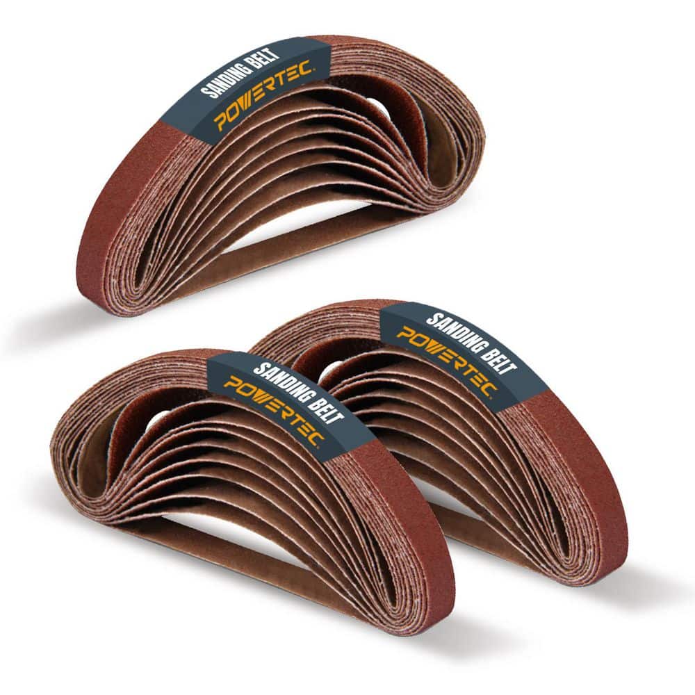 ‎POWERTEC 1/2 in. x 18 in. 60/80/180-Grit Aluminum Oxide Sanding Belts ...
