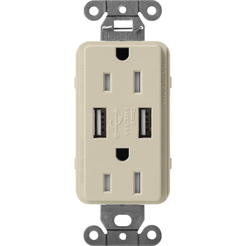Lutron Claro 15 Amp USB Duplex Outlet, Clay (SCR-15-UBTR-CY) SCR-15 ...