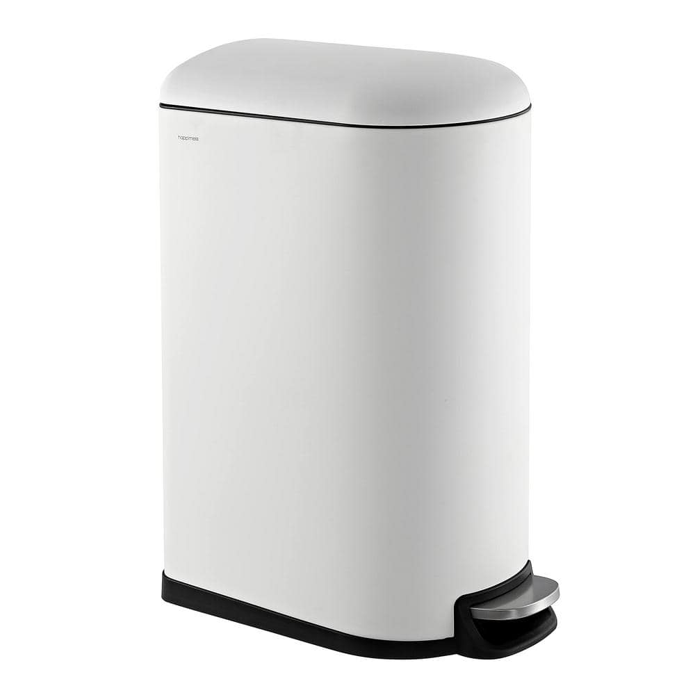 FAWEY TRED INC 2.6 Gal. White Step-Open Mini Trash Can with Soft-Close ...