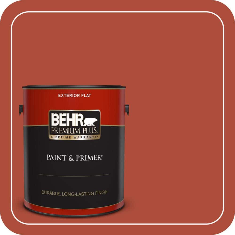 BEHR PREMIUM PLUS 1 gal. #MQ4-35 Torch Red Flat Exterior Paint & Primer ...