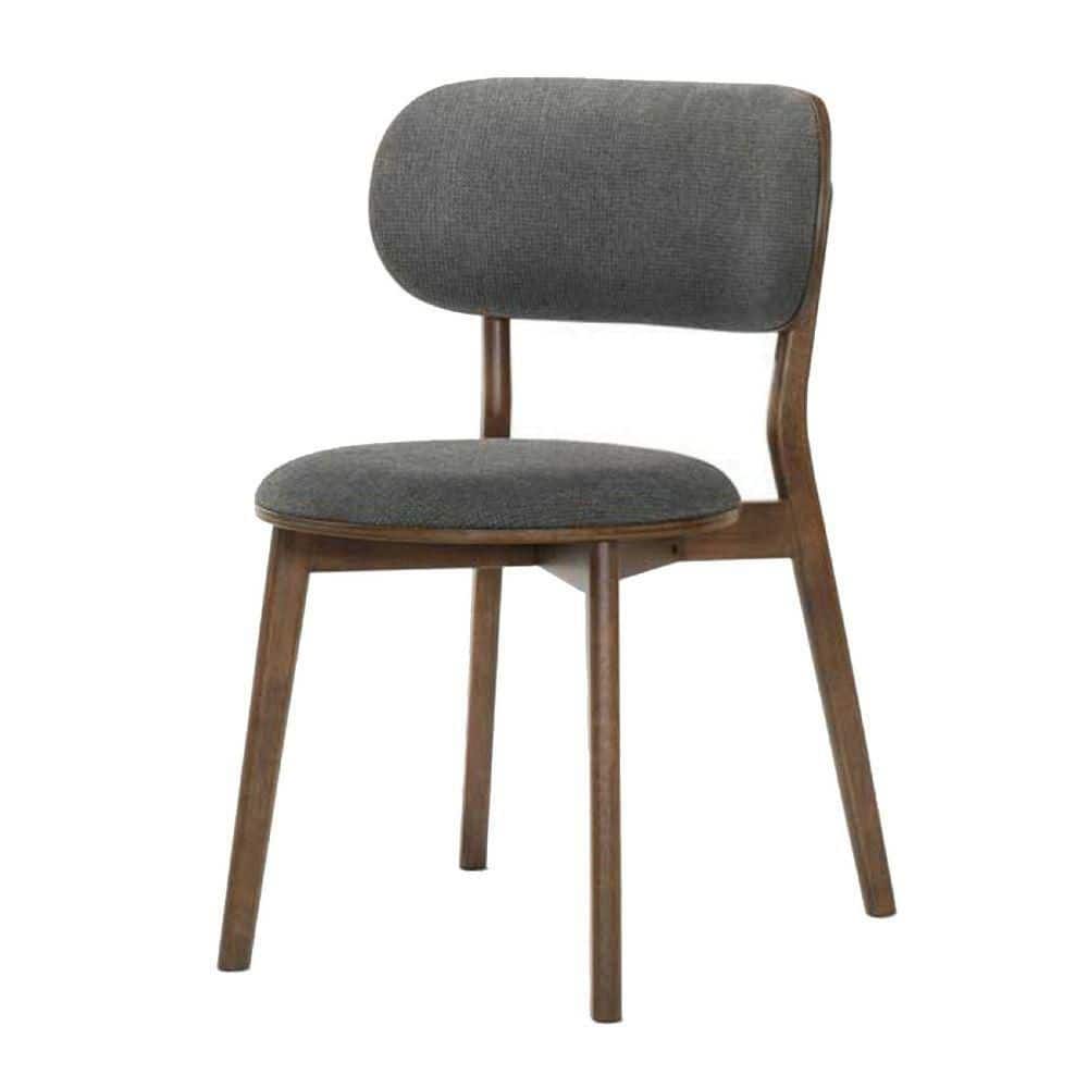 Benjara Modern Gray and Brown Wood and Fabric Open Back Dining Chair ...