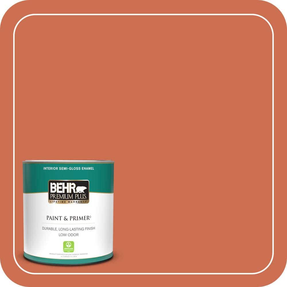 BEHR PREMIUM PLUS 1 qt. #M180-6 Tiki Torch Semi-Gloss Enamel Low Odor ...