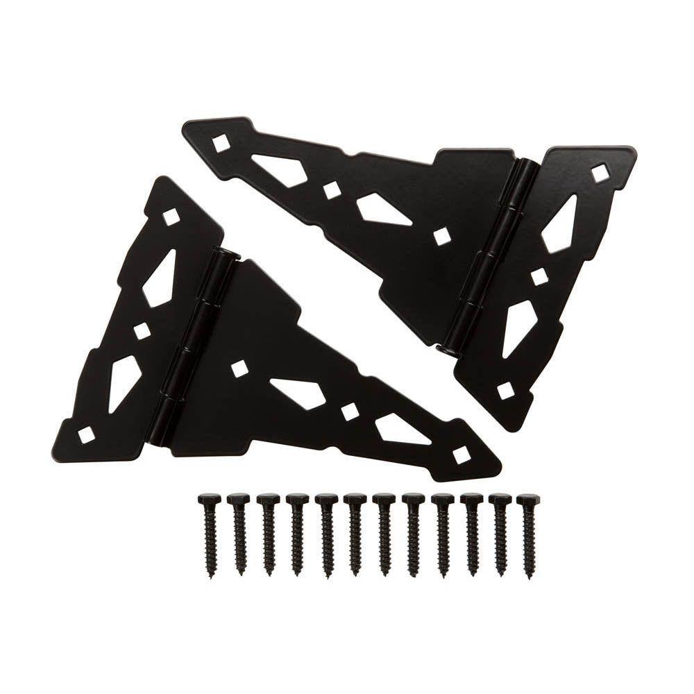 Everbilt Maxima 8 in. Black Heavy Duty Decorative Tee Hinges (2-Pack ...
