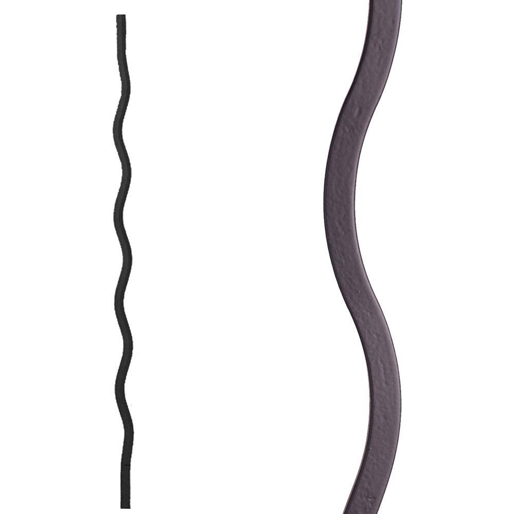 HOUSE OF FORGINGS Versatile 44 in. x 0.5 in. Satin Black Wavy Bar Solid ...